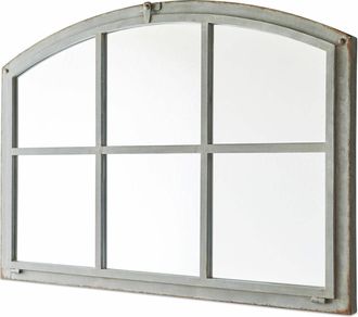 Loberon Spiegel Bayaert, Luxuri&ouml;se Nostalgie, Erinnert an Historische Fenster, Antik-Finish, Wohn-Accessoire, Eisen, Spiegelglas, antikgrau