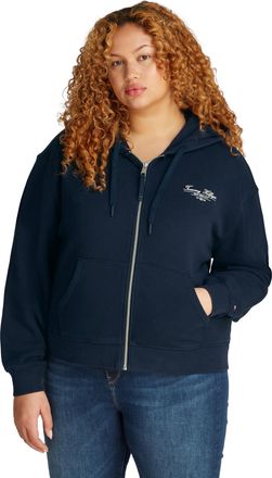 Tommy Hilfiger Damen Hoodie mit Reißverschluss Script Zip aus Baumwolle, Blau (Dark Night Navy), 52