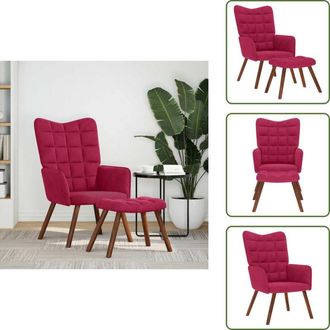 vidaXL The Living Store - vidaXL Relaxsessel mit Hocker Weinrot Samt