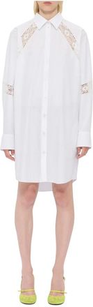 Msgm Msgm, Femme, Robes, Blanc, Taille: 36 FR Poplin Long Sleeve Dress
