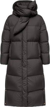 Moncler Moncler Ornement Hooded Long Down Jacket, Women, Black, Size: 00