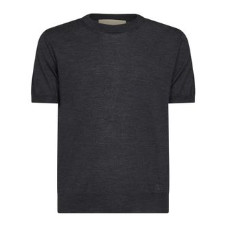 Valentino Rundhals-Strickpullover - - Knitwear - Herren - Grau - XL