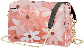 Mnsruu Sacs à bandoulière pour femme, sac à main en cuir à fleurs roses et blanches