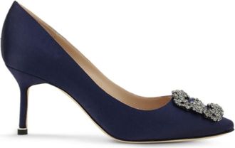 Manolo Blahnik Hangisi 70 Pumps aus Seidensatin - Blau