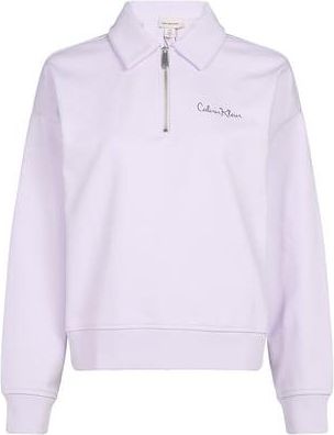 Calvin Klein Pull &agrave; col zipp&eacute; en coton m&eacute;lang&eacute;