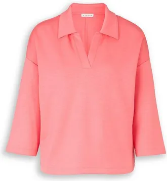 Tom Tailor 3/4-Arm-Shirt T-Shirt Loose Fit Scuba Langarmshirt mit Polokragen