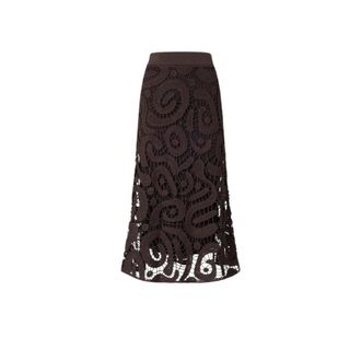Pinko Pinko, Femme, Jupes, Brun, Taille: 40 FR Masterful Crochet Skirt Geometric Ss26