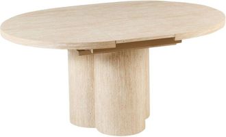 Beliani Beliani - Table de Salle &agrave; Manger &agrave; Rallonge avec Plateau Papillon Base &agrave; Pi&eacute;destal Large 120/160 x 76 cm mdf Marron Clair Moraine