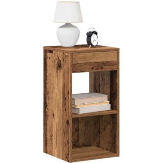 vidaXL Tables de chevet avec tiroir 2 pcs vieux bois 35x34x66,5 cm Vidaxl
