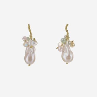 Mela Womens Earrings Teardrop Pearl And Crystal Multicolour Pearls Crystals