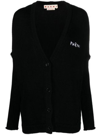 Marni Cardigan mit Logo-Stickerei - Schwarz