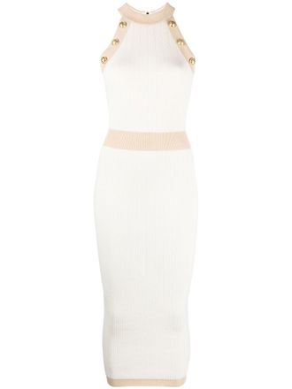 Balmain robe en maille à boutons décoratifs - Tons neutres