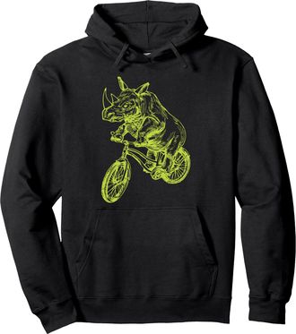 Seembo Rhinoceros Fahrrad-Fahrrad, Tierfahrer, Reiten Pullover Hoodie