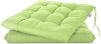 Brandsseller Lot de 2 Coussin de chaise 40x40 cm Coussin dassise Rembourrage de chaise avec Fixations Décoration pour lintérieur et lextérieur piqué - Vert