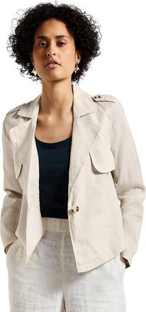 Street One Damen A212491 Kurzer Trenchcoat aus Leinen, Moonstone Sand, 44