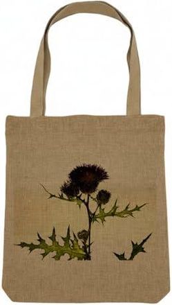 Fabulous Sac Shopping Tote Bag Aspect Lin - Chardon Violet Belle Photo Botanique - Sac de Courses Toile Epaisse 360g Beige Naturel Cabas Port&eacute; Epaule Solide Im