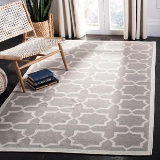 Safavieh Zeitgenössische Teppich für Wohnzimmer, Esszimmer, Schlafzimmer - Dhurrie Collection, Kurzer Flor, Grau und Elfenbein, 183 X 274 cm