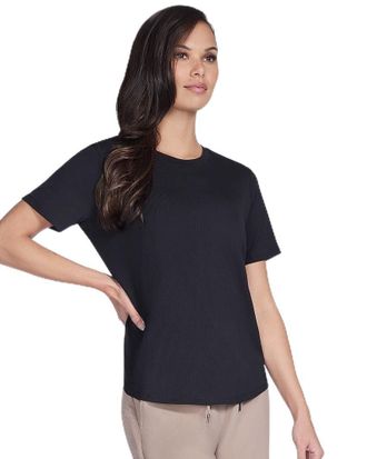 Skechers Damen Gowalk Luxe Rib Tee T-Shirt, Schwarz, S