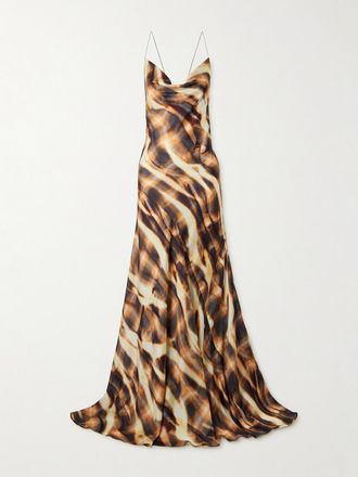 Y / Project Asymmetrisches Maxikleid Aus Bedrucktem Satin Mit Raffungen - Animal-Print