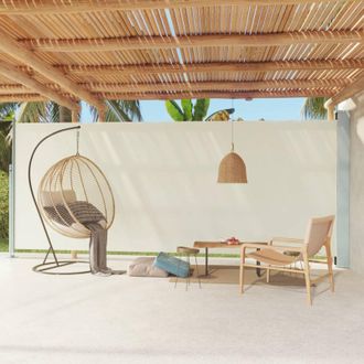 Festnight Sichtschutz Garten 220x600 cm Seitenmarkise Ausziehbar Sonnenschutz Terrasse Windschutz Sichtschutz Balkon Seitenwand Seitenrollo Außen Creme