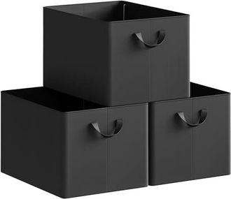 Woltu Bo&icirc;te de Rangement Pliable, Lot de 3 Paniers de Rangement en Tissu Non-Tiss&eacute;, avec Poign&eacute;es, pour V&ecirc;tements et Jouets, Noir, 47x35x30 cm