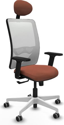 Piqueras y Crespo Zulema B&uuml;rostuhl mit 2D-Armen, h&ouml;henverstellbare Lendenwirbelst&uuml;tze und festes Kopfteil, ausgestattet mit 3 Positionen und Schneideschaum, Wei&szlig;/Braun