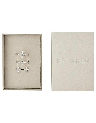 Pilgrim Sanine Geschenkset mit Ringen und Ohrsteckern, silberbeschichtet
