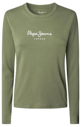 Pepe Jeans London Damen New Virginia LS N T-Shirt, Grün (Khaki Green), L, Grün (Khaki-Grün), L