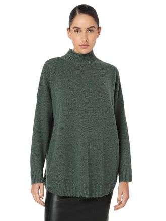 Vero Moda Damen VMPLAZA LS HIGHNCK Long GA NOOS Pullover, Dark Forest/Detail:Melange, XL