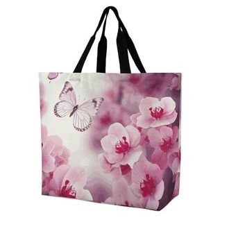 Generic Fleurs Et Papillons Sac Fourre Tout R&eacute;utilisable Sacs De Courses D&eacute;contract&eacute; Sac &Agrave; Bandouli&egrave;re Pour Plage Voyage Travail