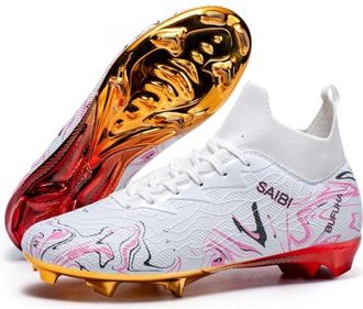 Generic Eestfy Chaussures de Football FG Homme et Femme Design Montant Crampons Antidérapants Entraînement Professionnel sur Terrain Ferme Tailles Complètes D