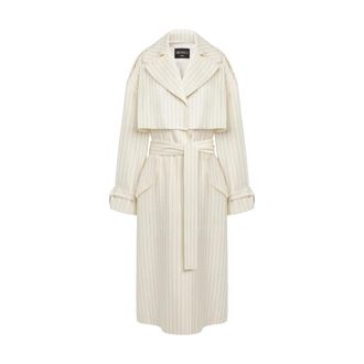 Dondup Langer Nadelstreifen-Trenchcoat - - Coats - Damen - Wei&szlig; - S