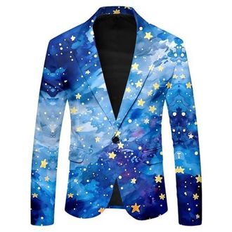 Generic Veste pour homme - Aspect &agrave; paillettes imprim&eacute; - Effet scintillant - Veste de costume pour carnaval, f&ecirc;te - Coupe ajust&eacute;e - Blazer pour spectacle - Co