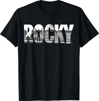 Rocky T-Shirt mit klassischem Rocky-Logo, Schwarz, S, Halbarm, Herren, Männer, Boxfans