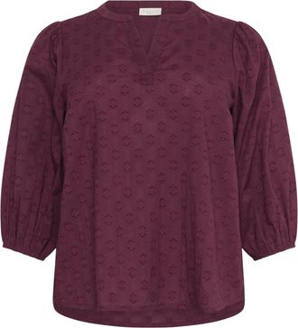 Kaffe Curve Femme, Blouses et Chemises, Rouge, Taille: 44 FR Blouse Windsor Wine 3/4 Manche