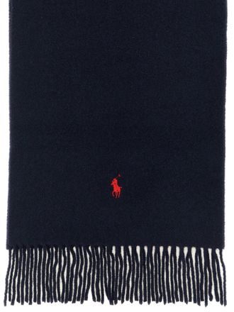 Polo Ralph Lauren Wool with Embroidered Pony Logo Scarf - Navy