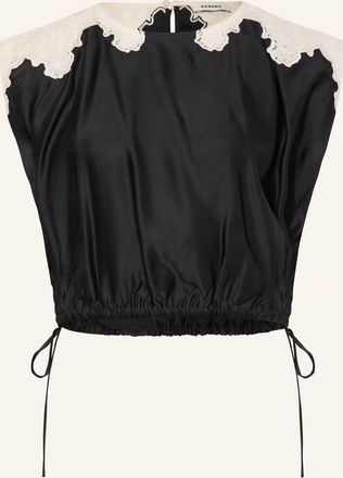 Sandro Sandro Cropped-Blusentop Aus Satin schwarz