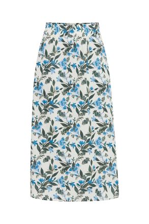 Fransa Fransa FRMADDIE SK 1 Damen Maxirock A-Linien-Rock Rock 90% Baumwolle, 10% Leinen Regular fit, Größe:M, Farbe:FRANSA AOP 02G Hydrangea (203223)