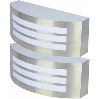 ETC Shop Lot de 2 spots muraux lampes dentr&eacute;e de maison de jardin en acier inoxydable IP44 E27 lumi&egrave;res