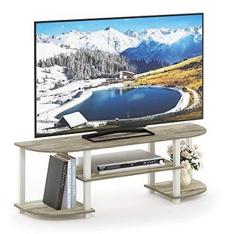 Furinno Turn-S-Tube Centre de Divertissement TV Wide, Chêne Sonoma/Blanc, Bois, One Size