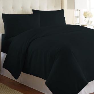 Pizuna 800 Fadenzahl aus Baumwolle Bettw&auml;sche Schwarz, 100% Langstaple Baumwolle Bettbezug und Kissenbezug, 100% Baumwolle Mako Satin 2-Teilig Bettw&auml;scheset 