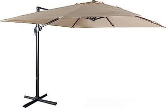 Alice's Garden Parasol d&eacute;port&eacute; carr&eacute; 3 x 3m haut de gamme - Falgos - Beige - Parasol excentr&eacute; inclinable. rabattable et rotatif &agrave; 360&deg;