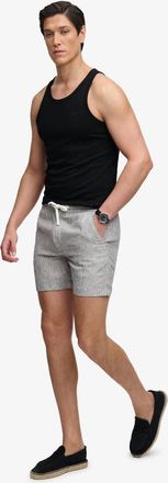 Superdry Short en lin &agrave; rayures fa&ccedil;on coutil - Indigo-Bleu