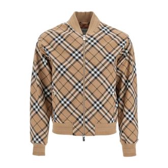 Burberry Homme, Vestes, Beige, Taille: L Bomber &agrave; Imprim&eacute; Check