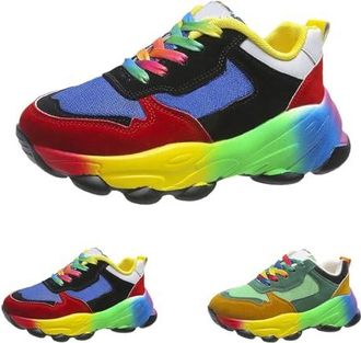 Generic Baskets &eacute;paisses &agrave; lacets pour femme - Style r&eacute;tro - Couleur contrast&eacute;e - Style d&eacute;contract&eacute; - Confortables - L&eacute;g&egrave;res - Chaussures de marche - Antid&eacute;ra