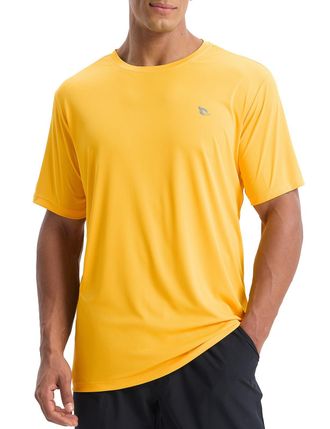 Baleaf UV Shirt Herren Sport T Shirt Schwimmshirt Wasser UPF 50+ Sportshirt Trainingsshirt Fitness Shirt Funktionsshirt Schnelltrocknend Gym Hellgelb XXL