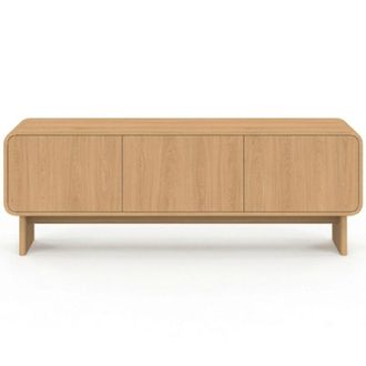 IDMarket Meuble TV 140 cm CAPUCINE 3 portes fa&ccedil;on h&ecirc;tre design arrondi