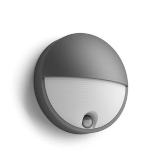 Philips Capricorn LED Outdoor Wandleuchte mit Bewegungssensor (5,5 W), wetterfeste Au&szlig;enleuchte mit warmwei&szlig;em Licht, energiesparende LED Beleuchtung, anthraz