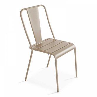 Oviala Oviala - Chaise en m&eacute;tal bistrot taupe
