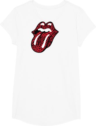THE ROLLING STONES Offizielle The Rolling Stones Leopardenzunge T-Shirt, Schwarz, Unisex Erwachsene, Unisex-Kinder, Kurzarm, T-Shirt, S, EU 38/40